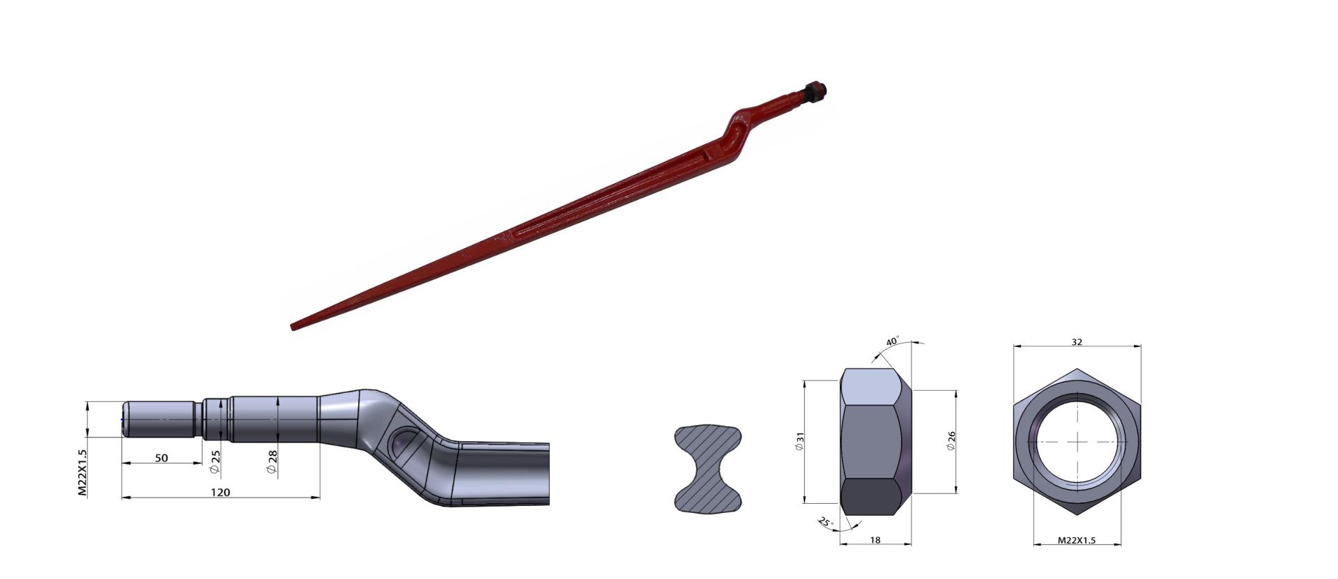 895mm Curved Tines - DNL